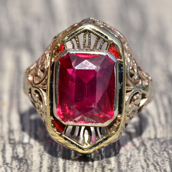 Ruby Filigree Ring - Etsy