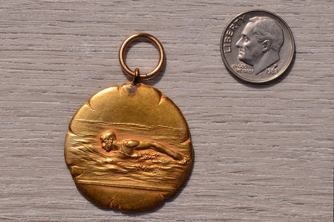 Engraved Yellow Gold Filled Swimmer's Pendant - Etsy