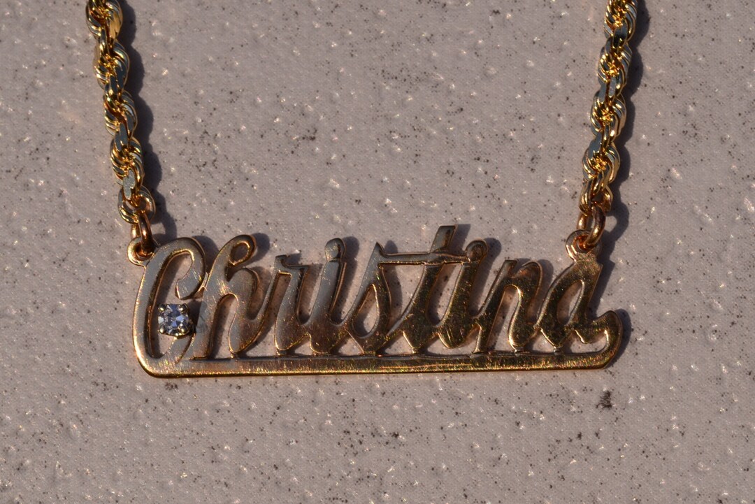 Ladies Custom Cut Christina Name Necklace With Diamond - Etsy