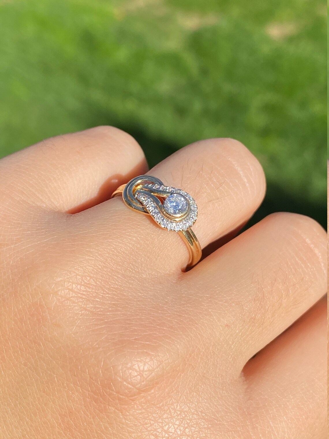 Diamond Overlapping Knot Ring in 14 Karat Yellow Gold - Etsy