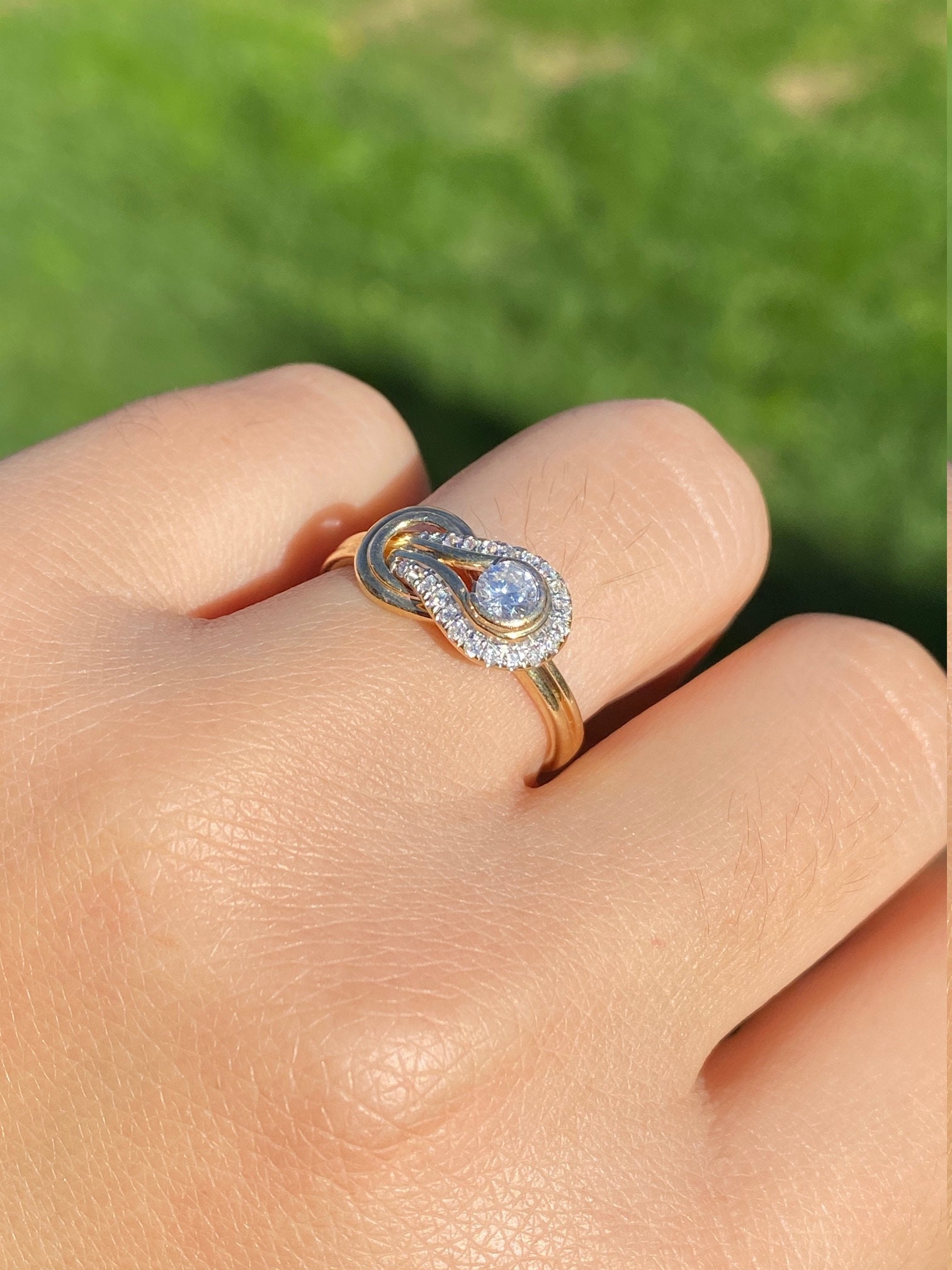 Diamond Overlapping Knot Ring in 14 Karat Yellow Gold - Etsy