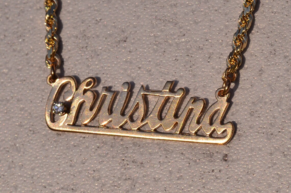 Ladies Custom Cut Christina Name Necklace With Diamond - Etsy