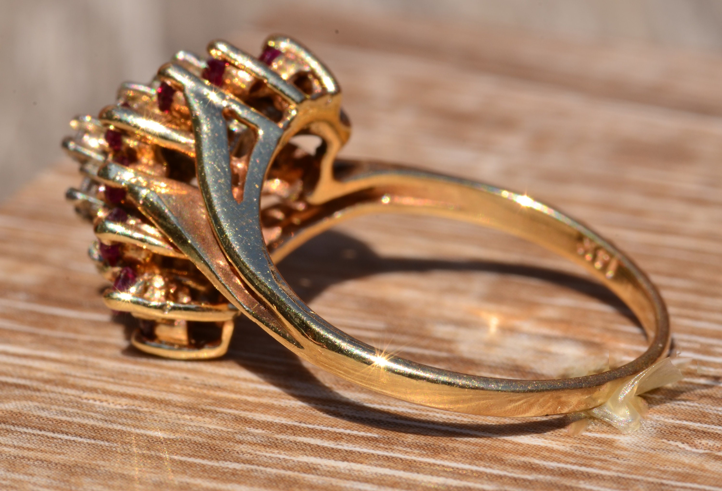 Vintage Ruby and Diamond Cocktail Ring | Etsy