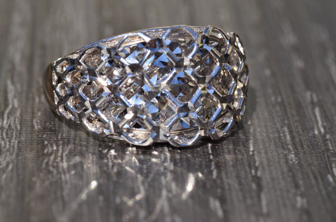 Diamond Cut Textured and Layered Wide Open Band Cocktail Ring - Etsy