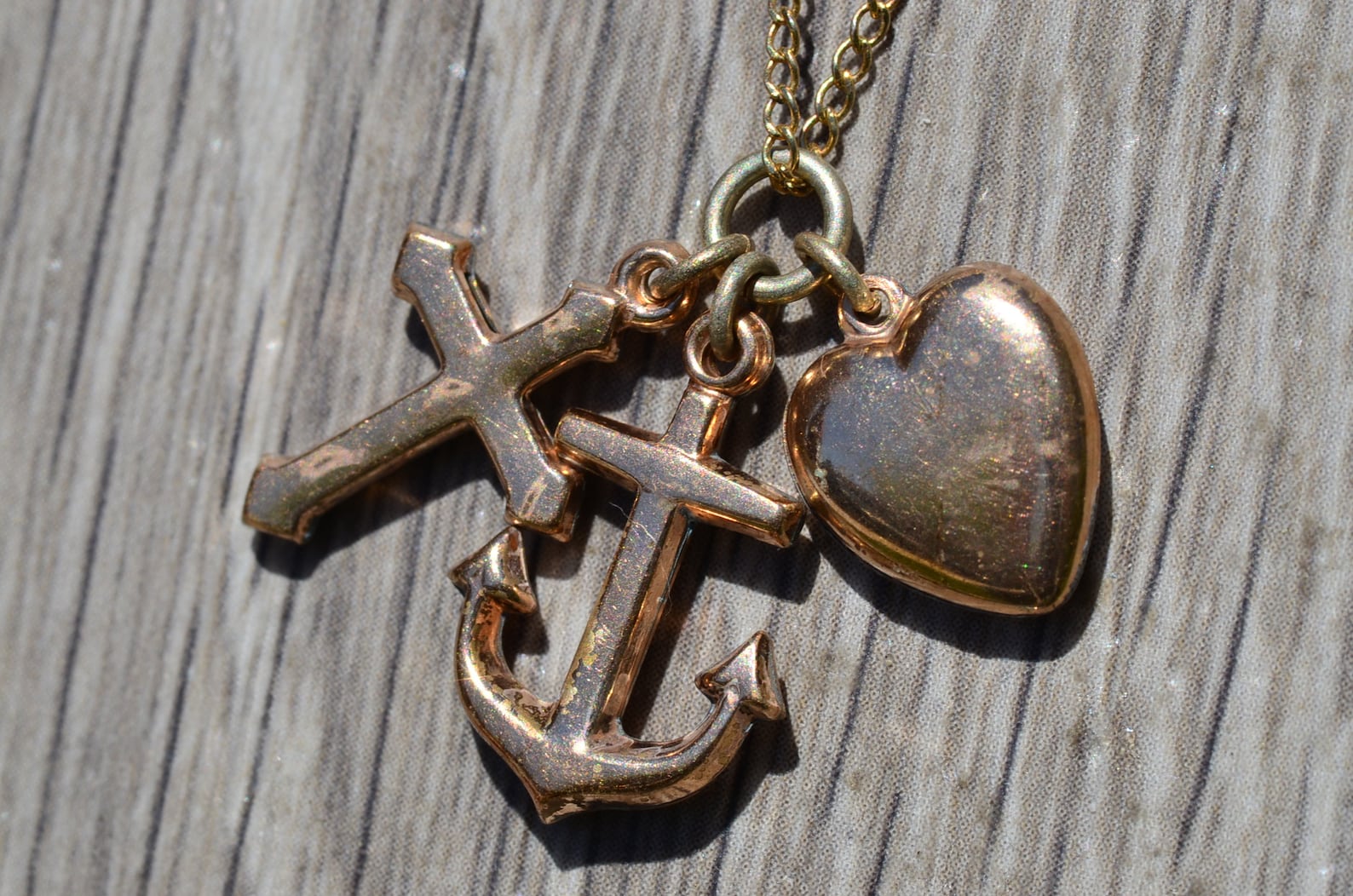 Gold Filled Faith Hope and Charity Charm Necklace - Etsy