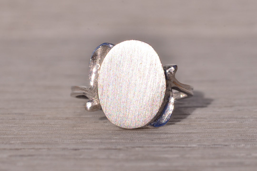 Vintage Italian Made White Gold Signet Ring - Etsy