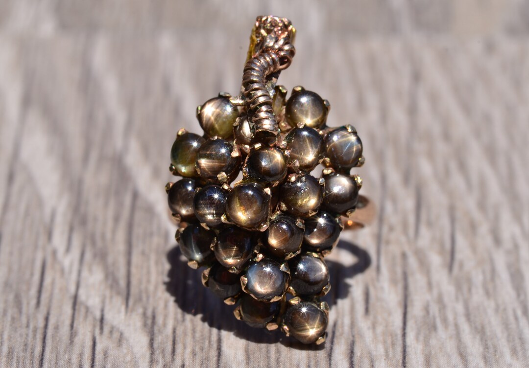 Victorian Rose Gold Grape Ring With Black Star Sapphires - Etsy