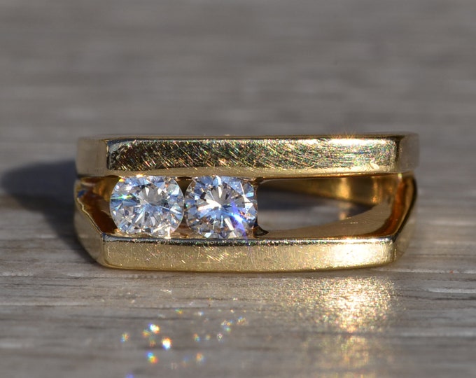 Ladies Mid Century 14K Gold Diamond Channel Set Ring - Etsy