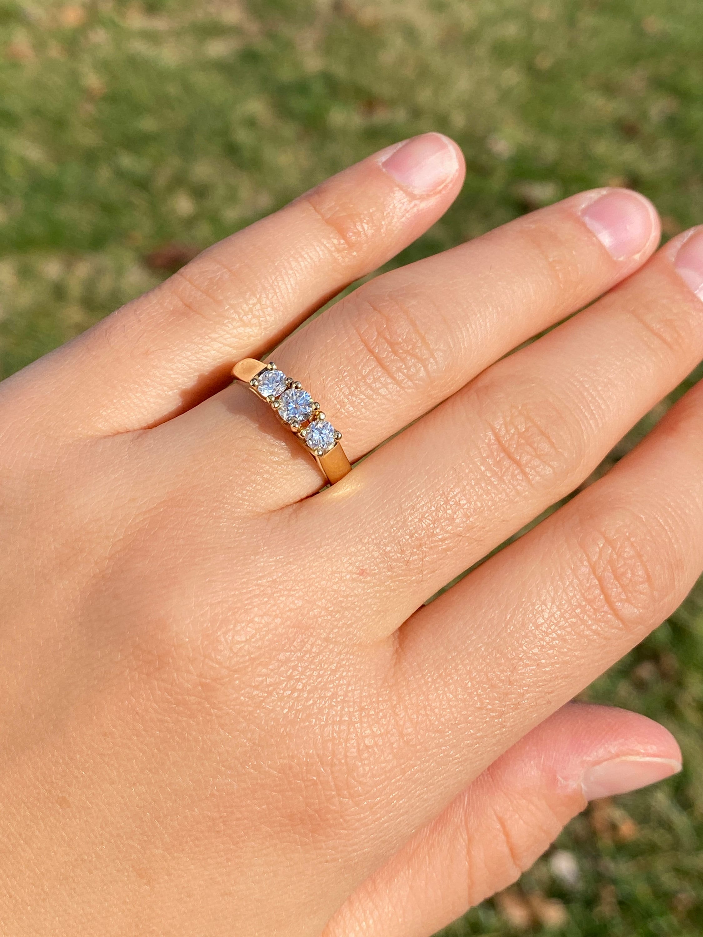 Vintage Past Present Future Diamond Ring in Yellow Gold - Etsy