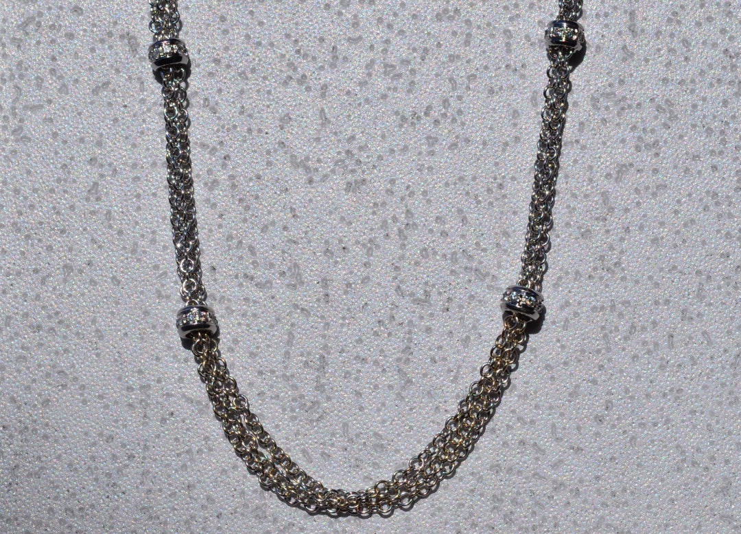Multi-strand Diamond Station Chain in White Gold - Etsy