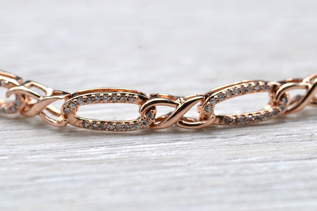 Ladies Rose Gold Modified Figaro Style Bracelet Set With Diamonds - Etsy
