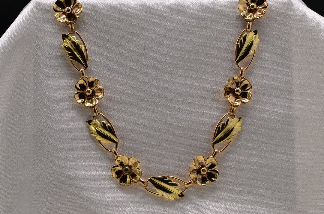 HSB Signed Gold Filled Floral Necklace - Etsy