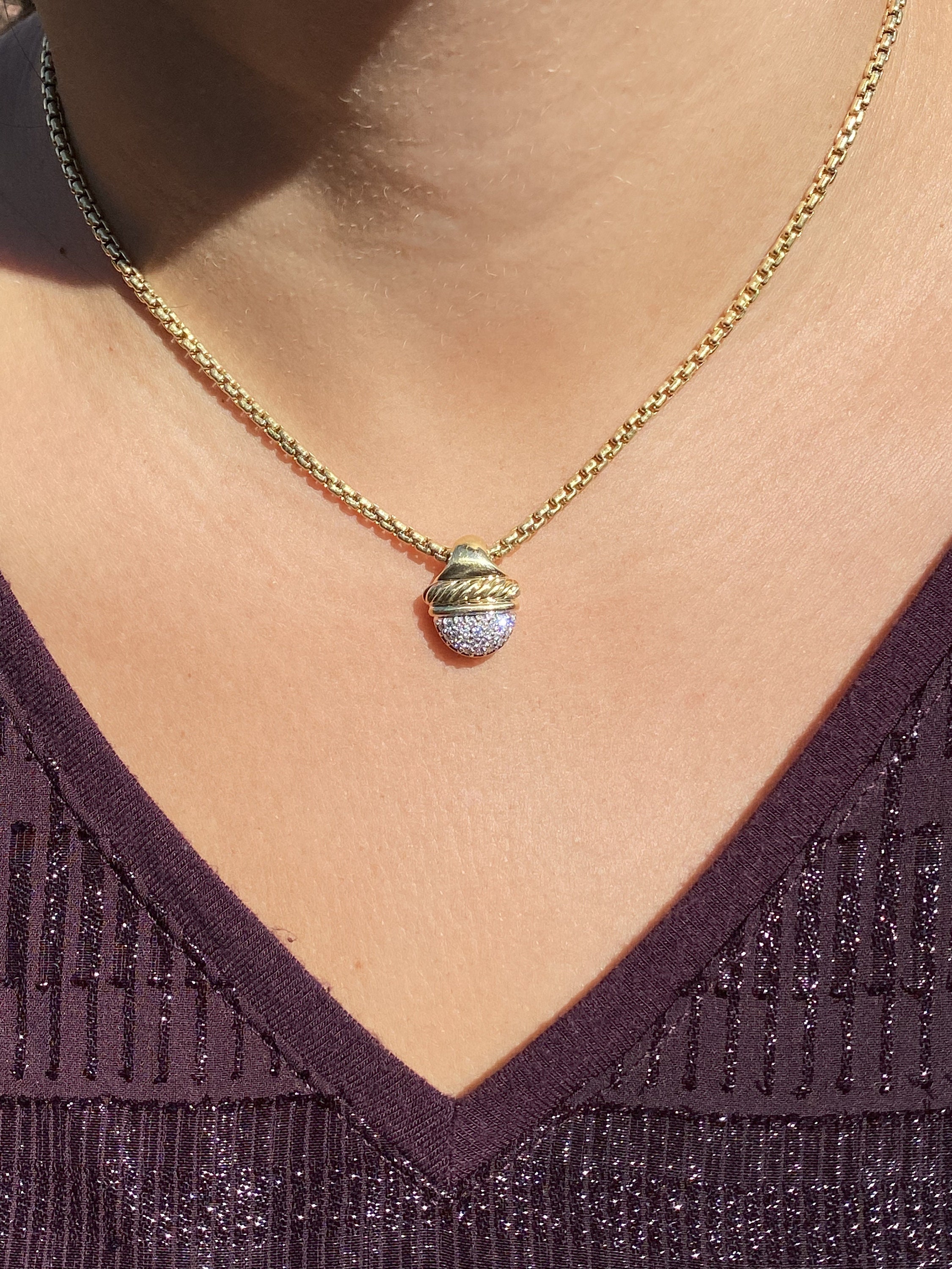 Vintage David Yurman Signed Diamond Acorn in Yellow Gold - Etsy