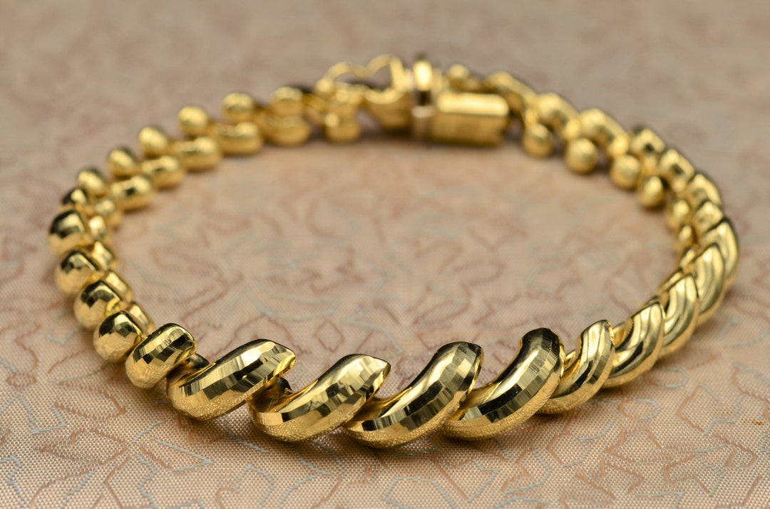 Peruvian Gold Faceted Macaroni Link or San Marco Link Bracelet - Etsy