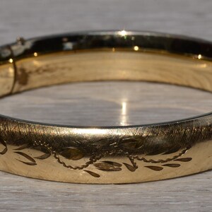 Ladies Floral Engraved Gold Filled Bangle Bracelet - Etsy