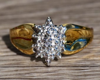Two Tone Cluster Band Diamond Ring, Cocktail Ring Collection - Etsy