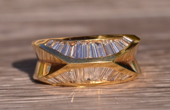 Amazing Vintage Knife Edge Style Ring set with Tapere… - Gem