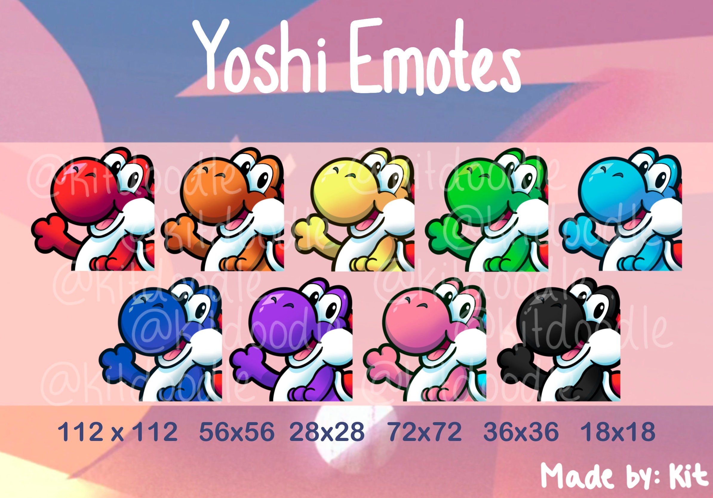 Yoshi Twitch Emotes Rainbow - Etsy