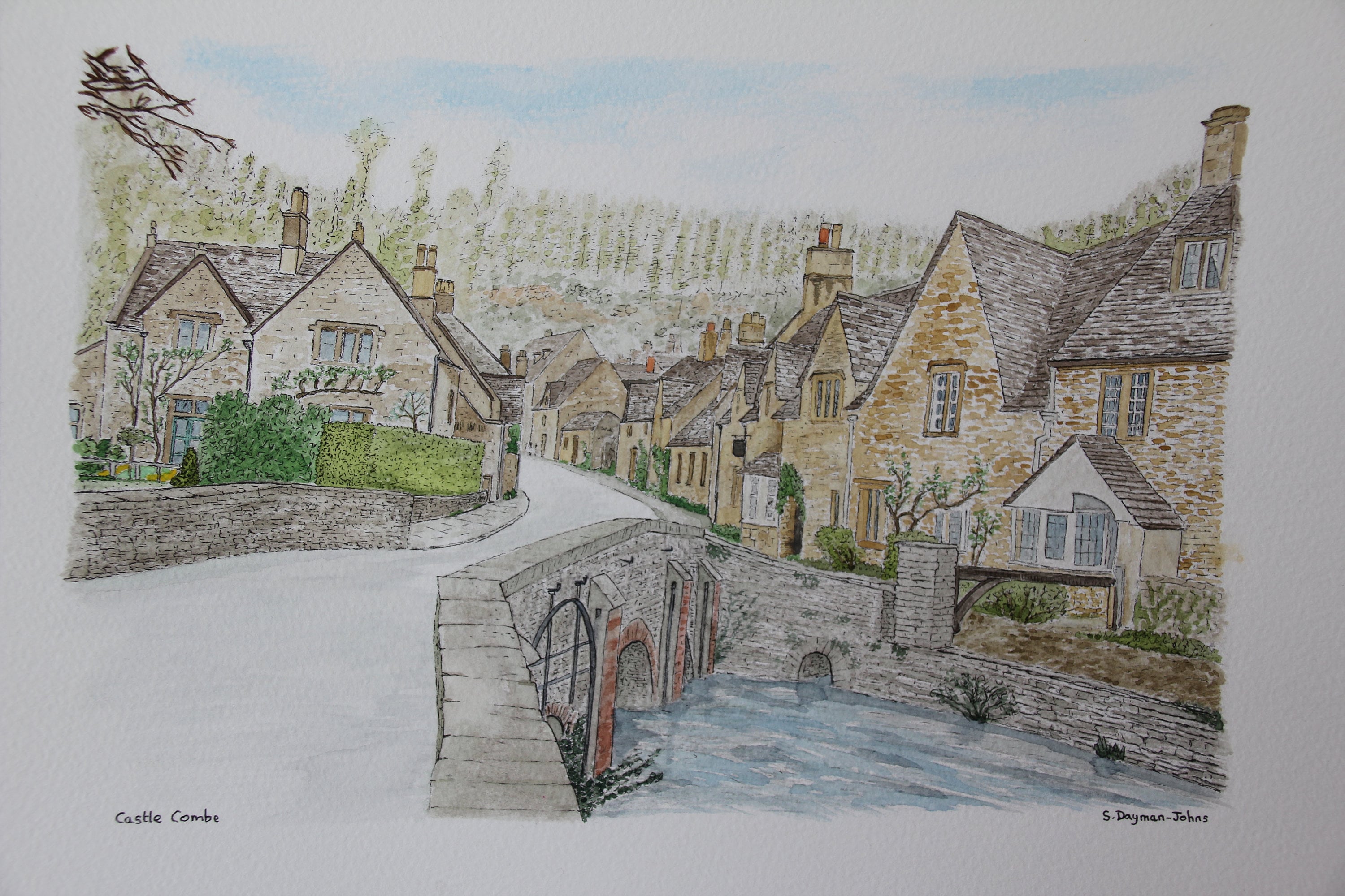 Castle Combe, Castle Combe Painting, Castle Combe Watercolour, the ...