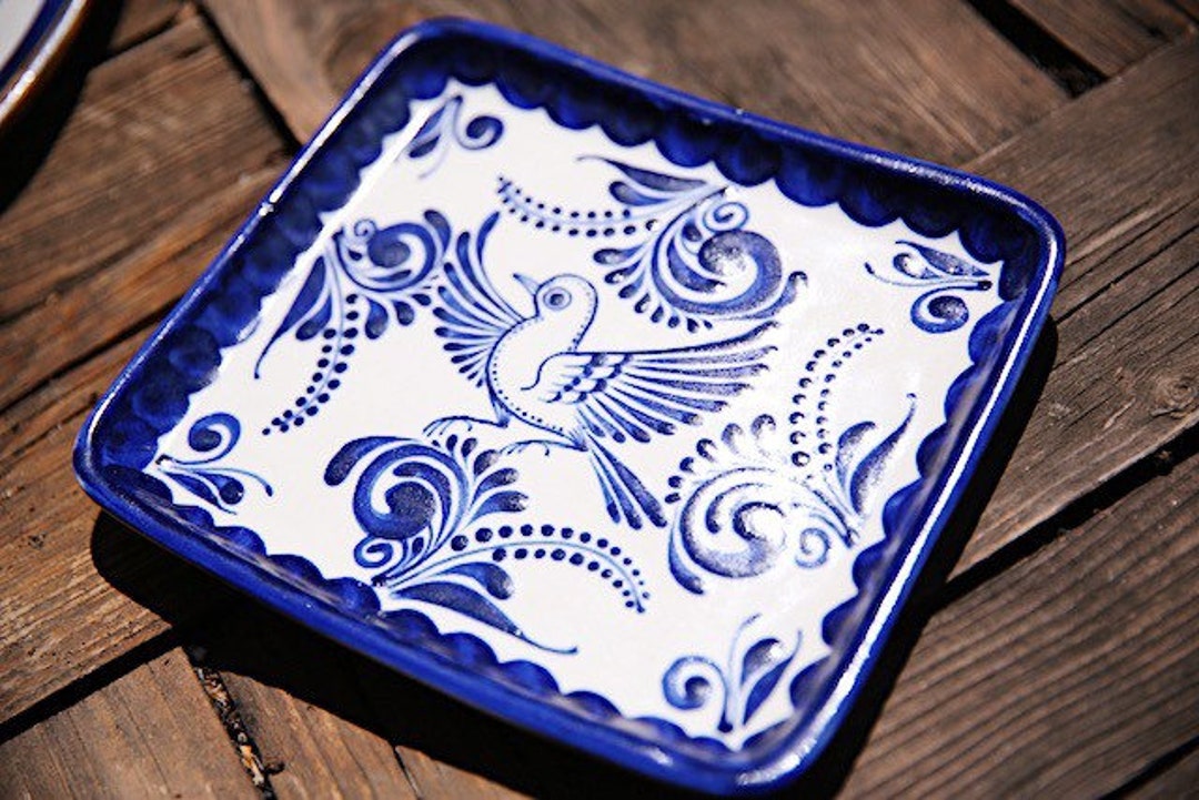 Mexican Hand-decorated Ceramic Stoneware Serving Platter - Square Plate ...