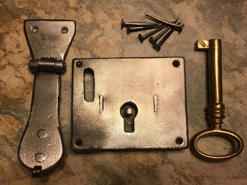 Small Antique Reproduction Hasp Lock With Iron Key and Iron - Etsy