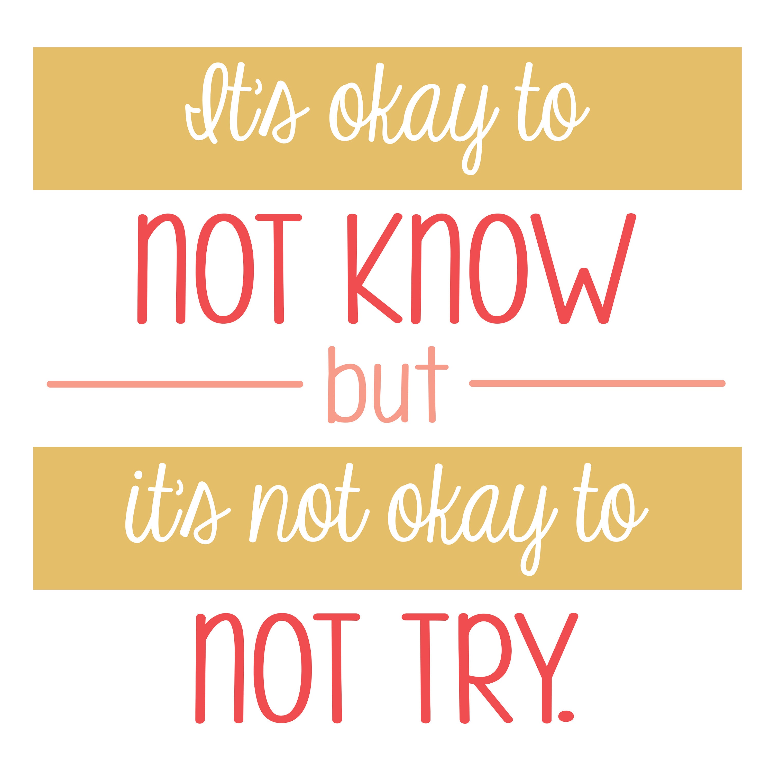 It's Okay to Not Know but It's Not Okay to Not Try - Etsy