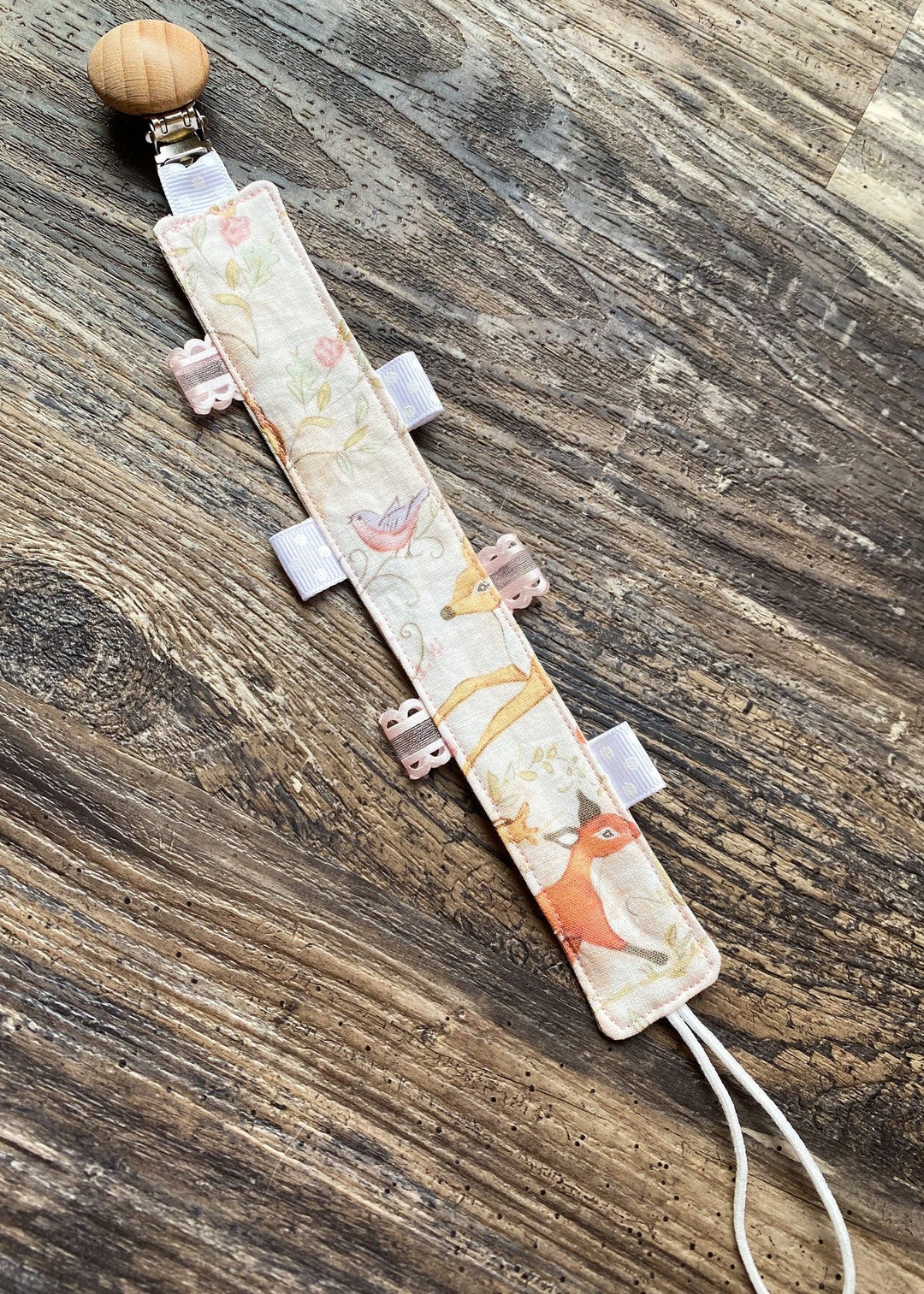 Baby Sensory Pacifier Clip Pink Woodland Animals, Baby Girl Pacifier ...