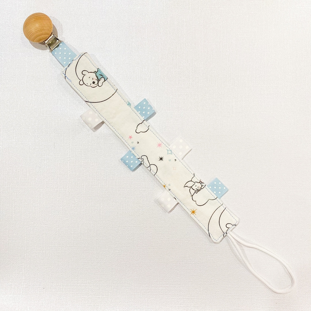 Baby Sensory Pacifier Clip Disney Winnie Pooh Blue Moon Stars Clouds ...