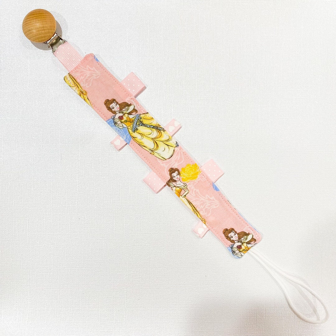 Baby Sensory Pacifier Clip Pink Disney Belle Beauty and the Beast, Baby ...