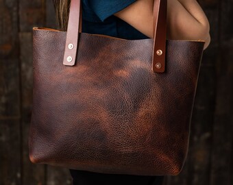 Leather tote | Etsy