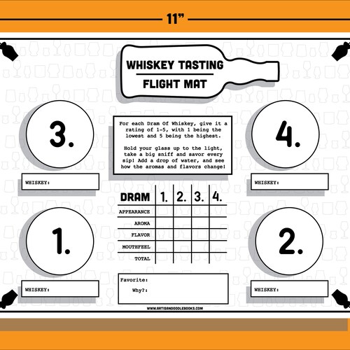 Whiskey Tasting Flight Mat Host Your Own Whiskey Tasting - Etsy