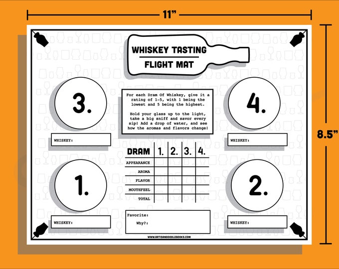 Whiskey Tasting Flight Mat Host Your Own Whiskey Tasting - Etsy