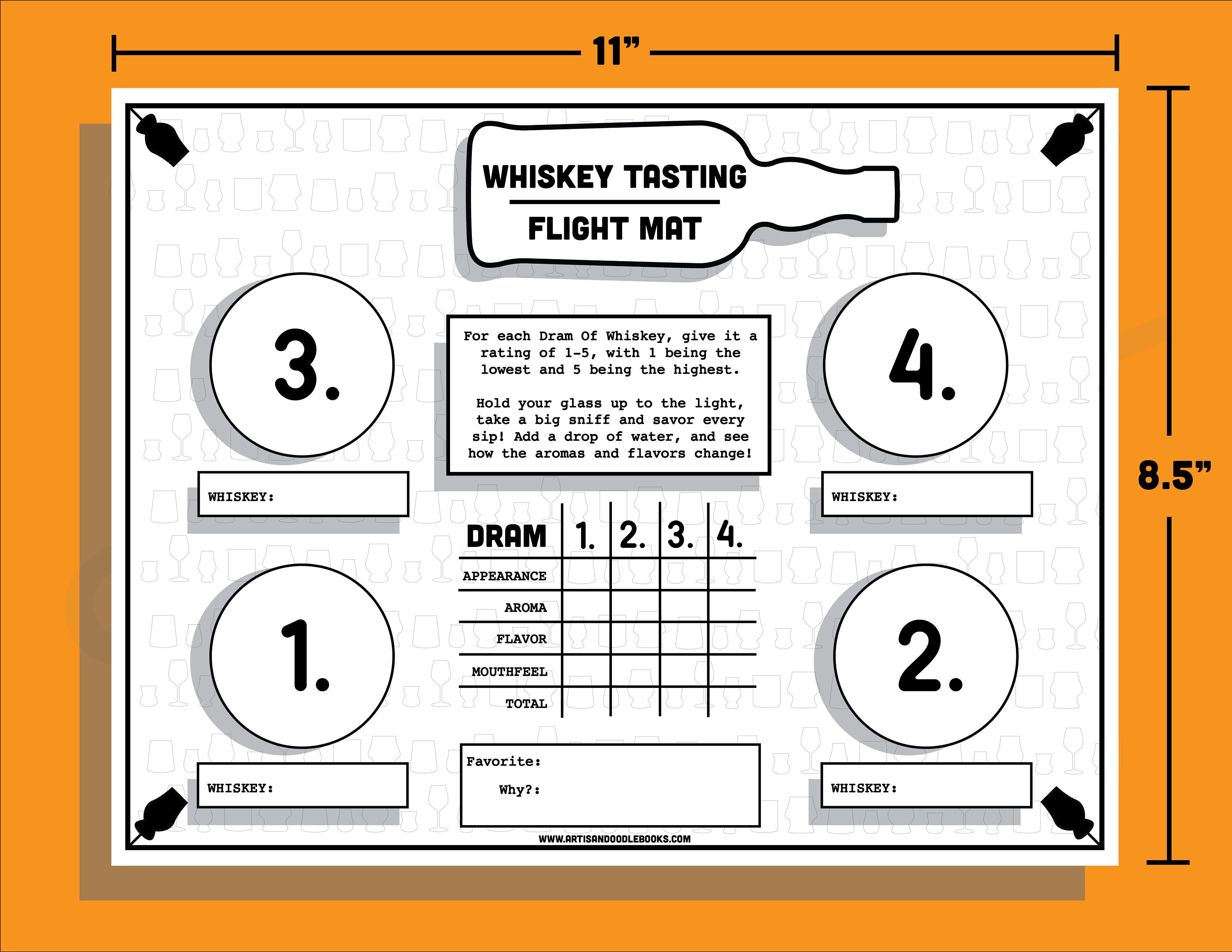 Whiskey Tasting Flight Mat - Host Your Own Whiskey Tasting! - Etsy