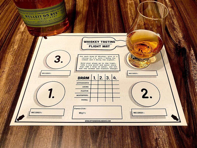Whiskey Tasting Flight Mat - Host Your Own Whiskey Tasting! - Etsy