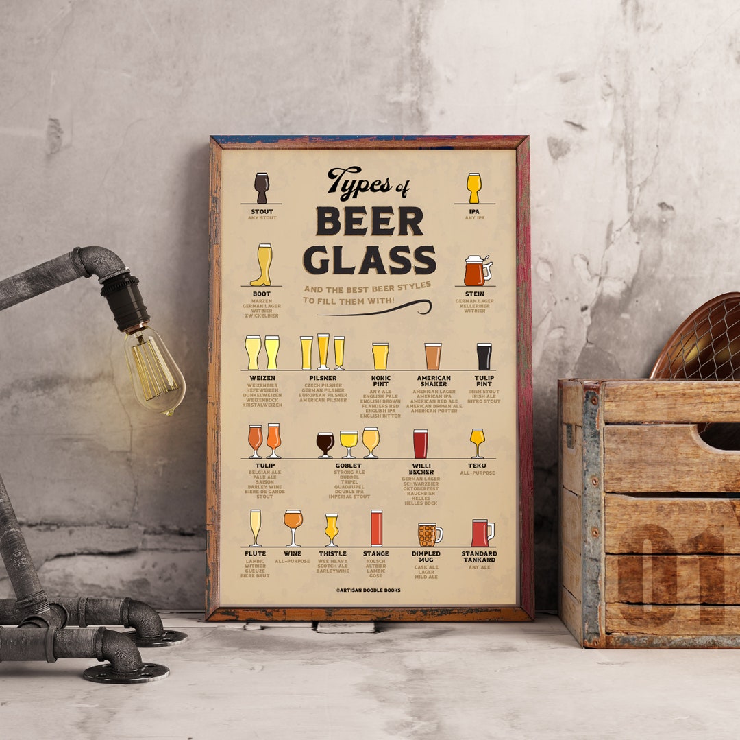 Craft Beer Glasses Print Poster for Home Gift for Drinkers & Alcohol ...