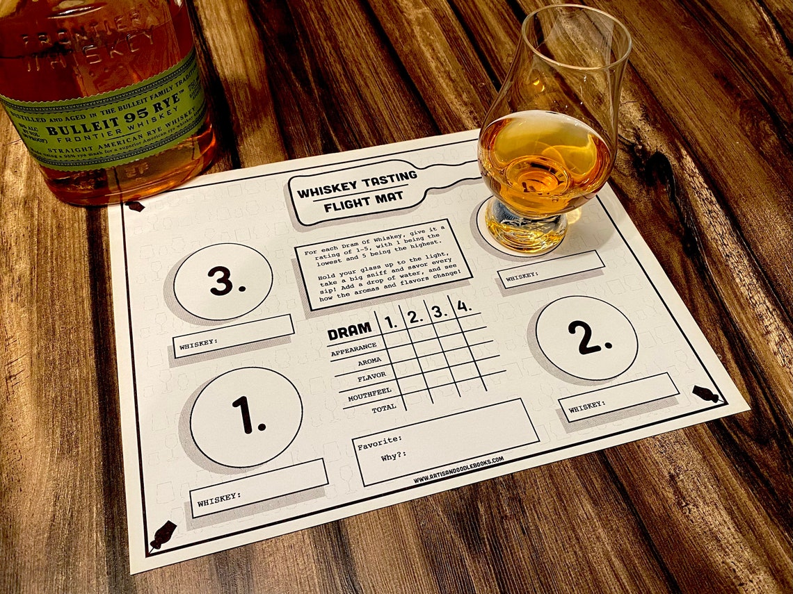 Whiskey Tasting Flight Mat - Host Your Own Whiskey Tasting! - Etsy