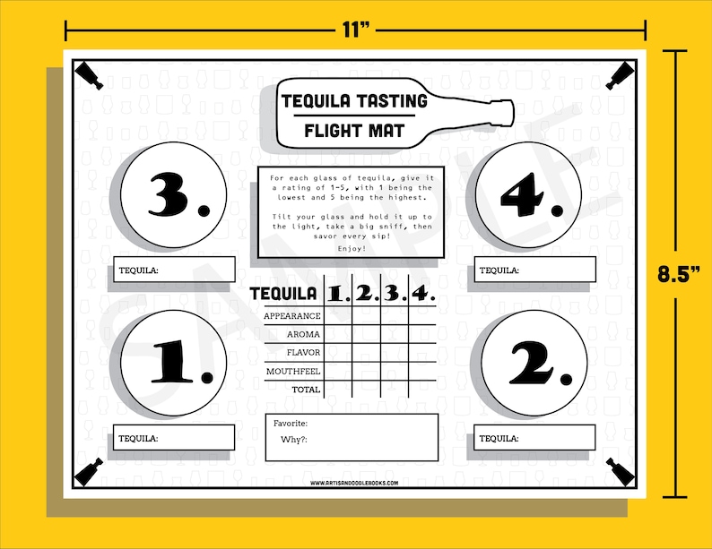 Tequila Tasting Flight Mat - Host Your Own Tequila Tasting! - Etsy