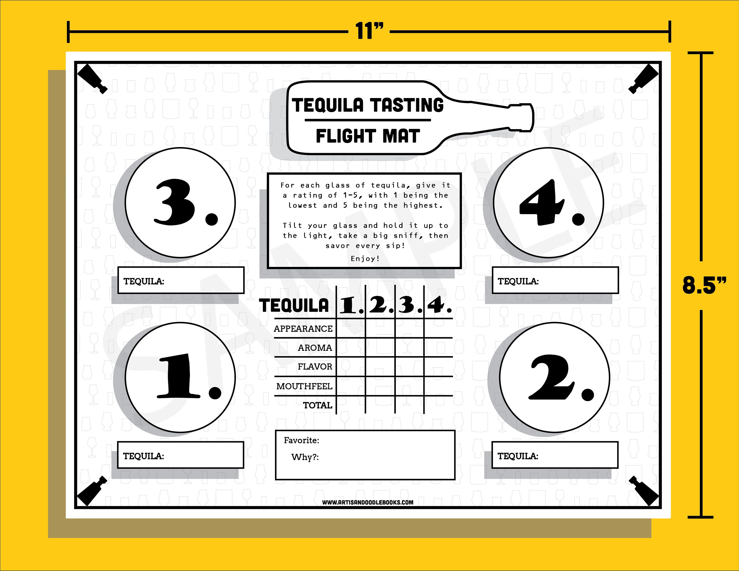 Tequila Tasting Flight Mat - Host Your Own Tequila Tasting! - Etsy