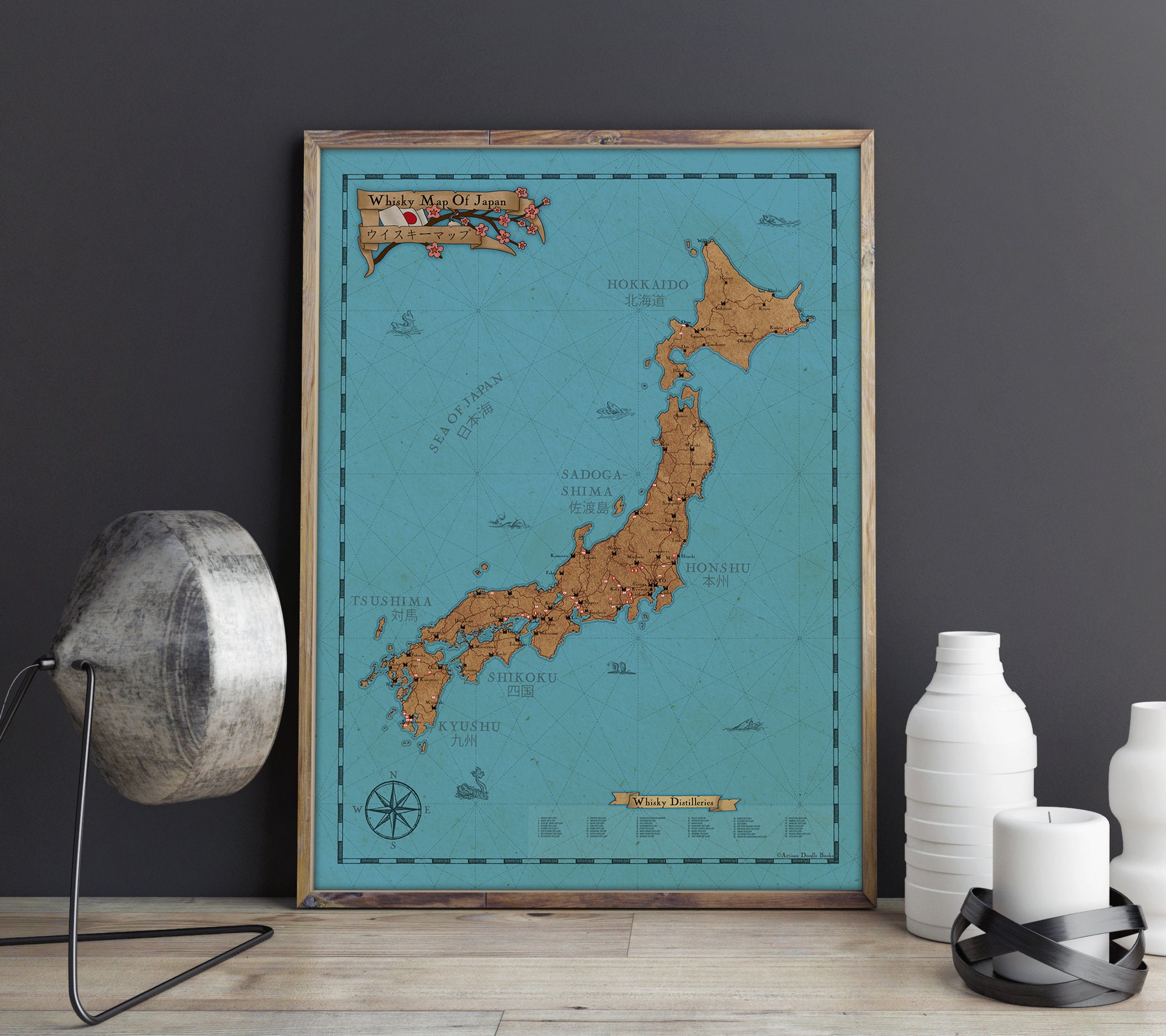 Whisky Map of Japan Art Print Original Map Poster Art - Etsy