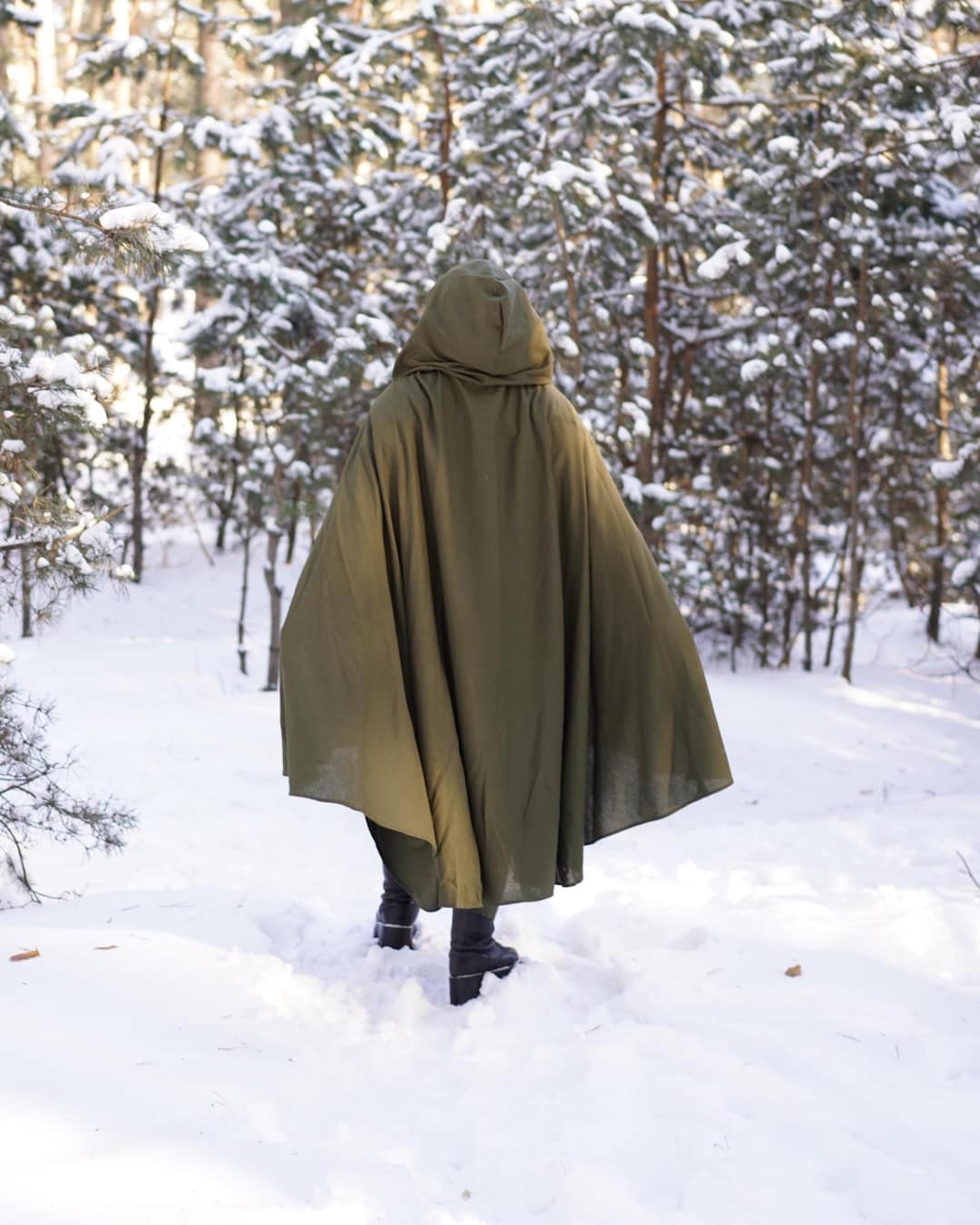 Hooded Cloak. Linen Cape With Hood. Elven Ranger Costume. Renaissance ...