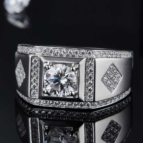 Moissanite Ring for Men Wedding Band Mens Moissanite - Etsy