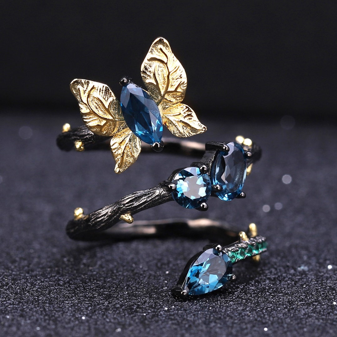 Butterfly Ring London Blue Topaz Ring Sterling Silver Ring - Etsy