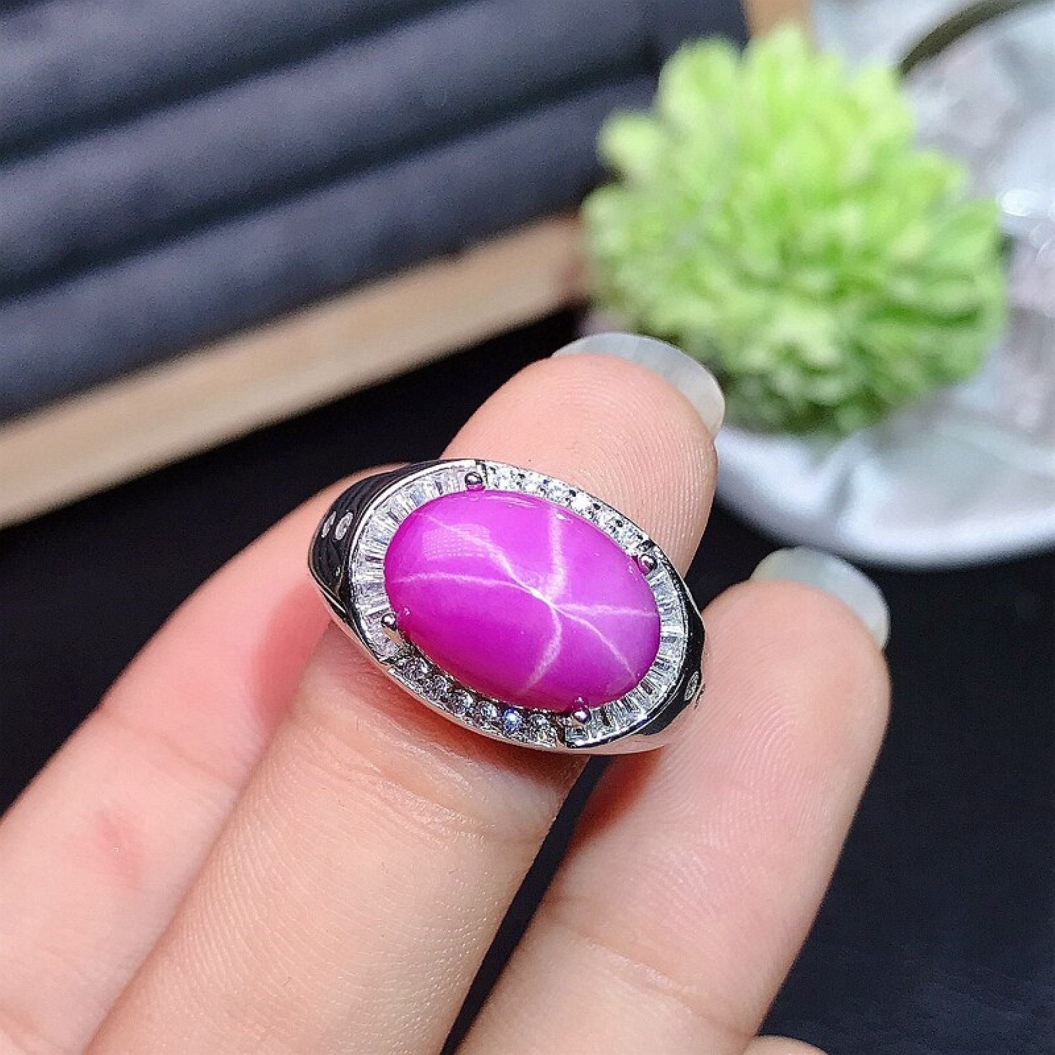 Star Ruby Ring Oval Engagement Ring 925 Sterling Silver - Etsy