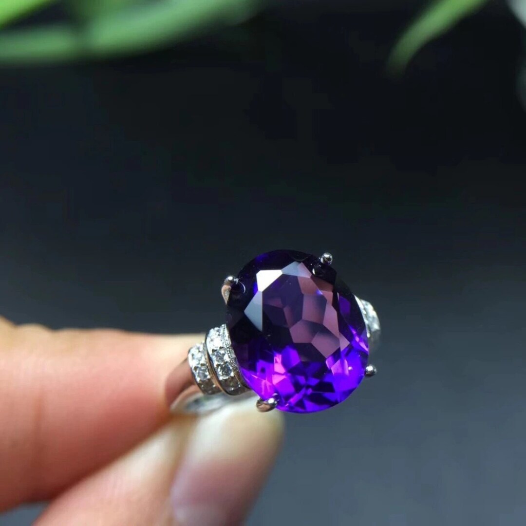 Natural Amethyst Ring, 925 Sterling Silver Ring, Amethyst Faceted Ring ...