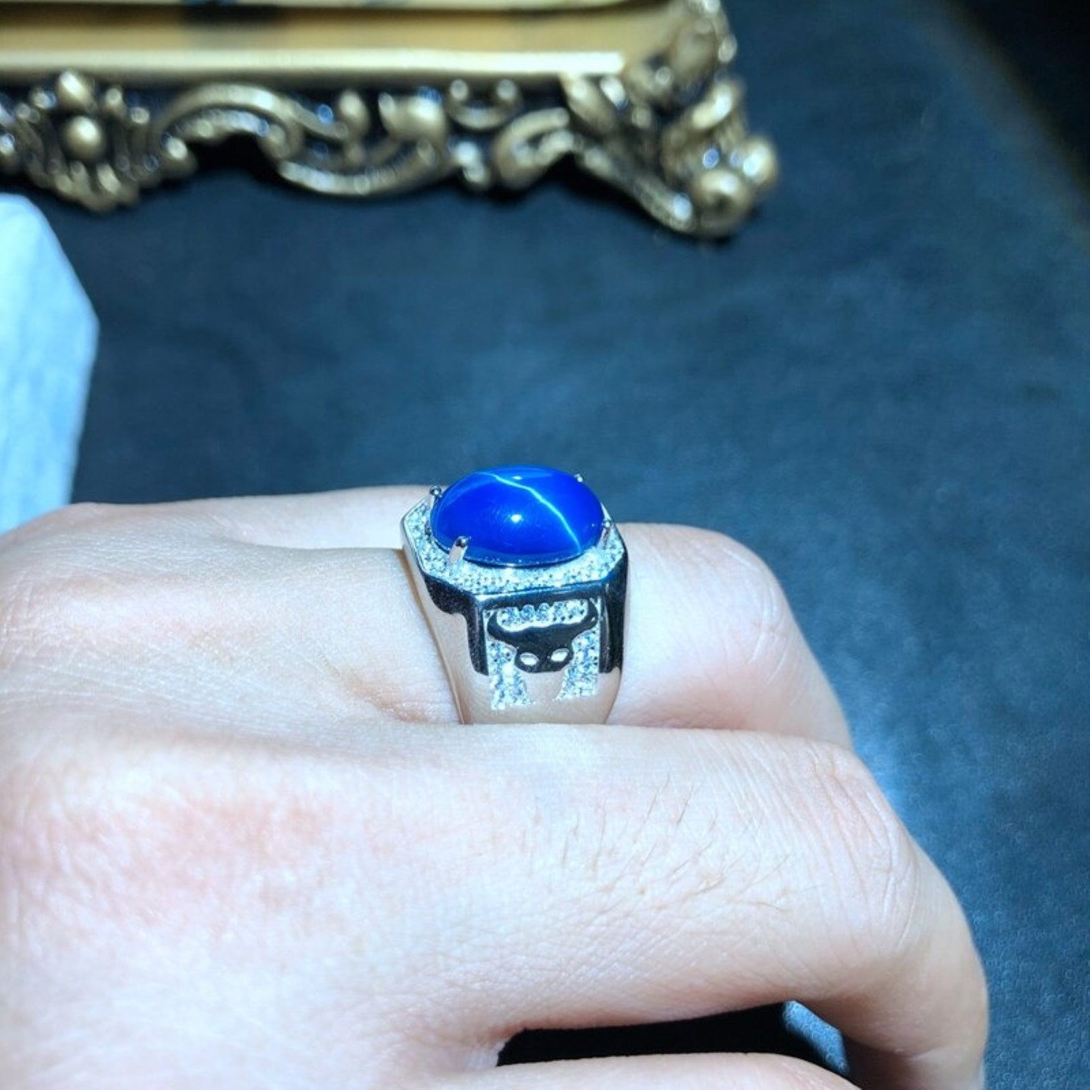 Genuine Star Sapphire Ring Men Mens Wedding Ring 925 - Etsy