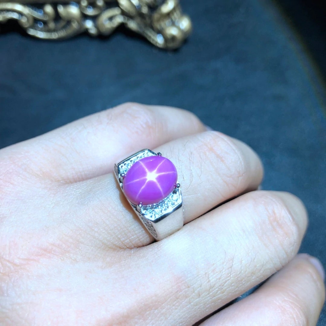 Sterling Silver Star Ruby Ring, Starlight Mens Engagement Ring ...
