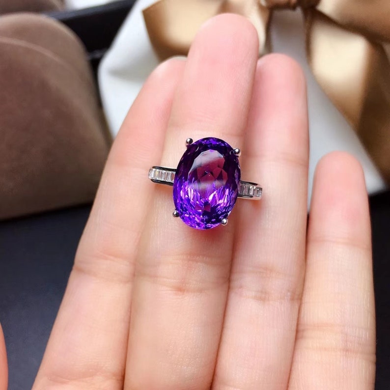 Natural AAA Amethyst 10x14mm Oval Gemstones Platinum Plated | Etsy