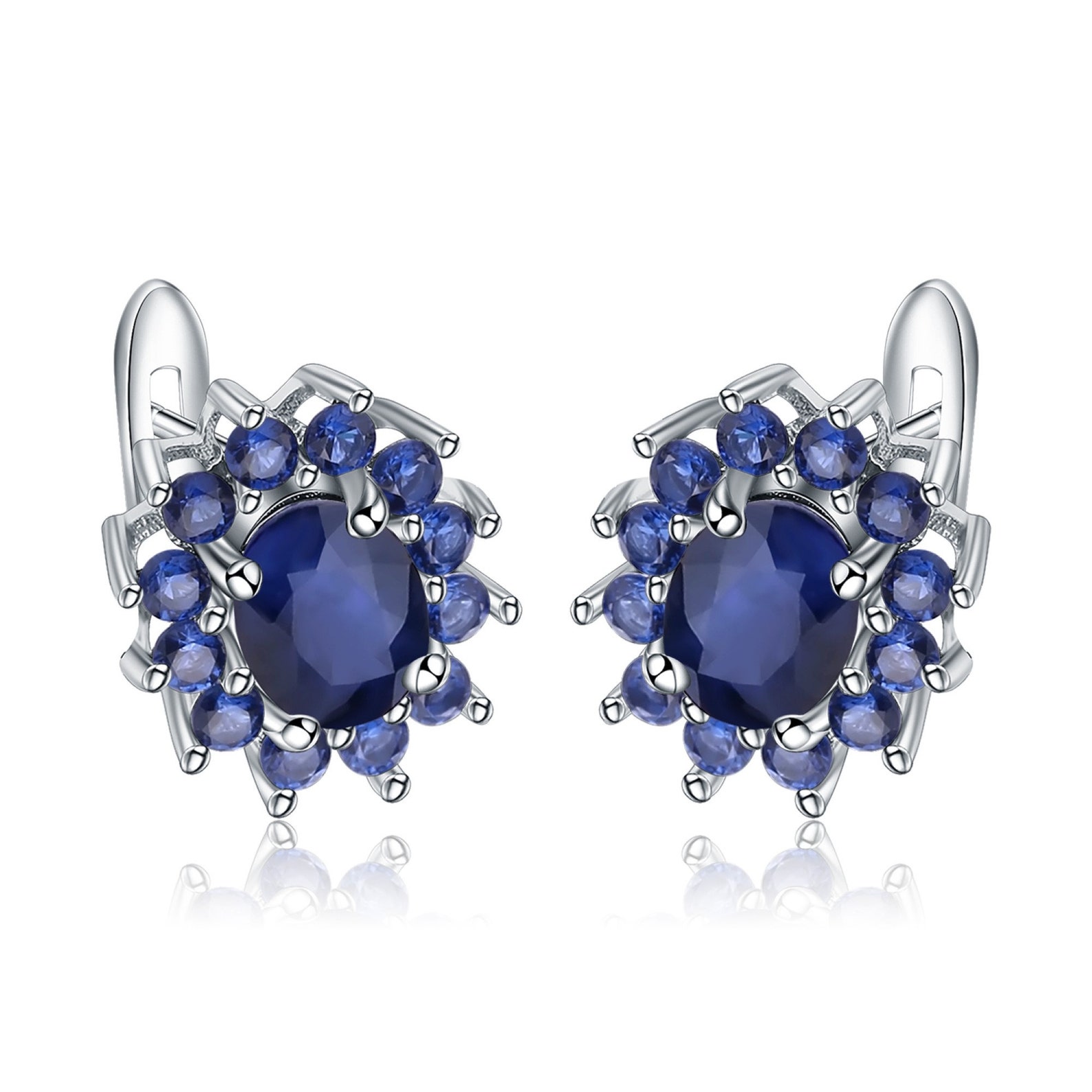 Natural Blue Sapphire Stud Earrings Genuine 925 Sterling | Etsy