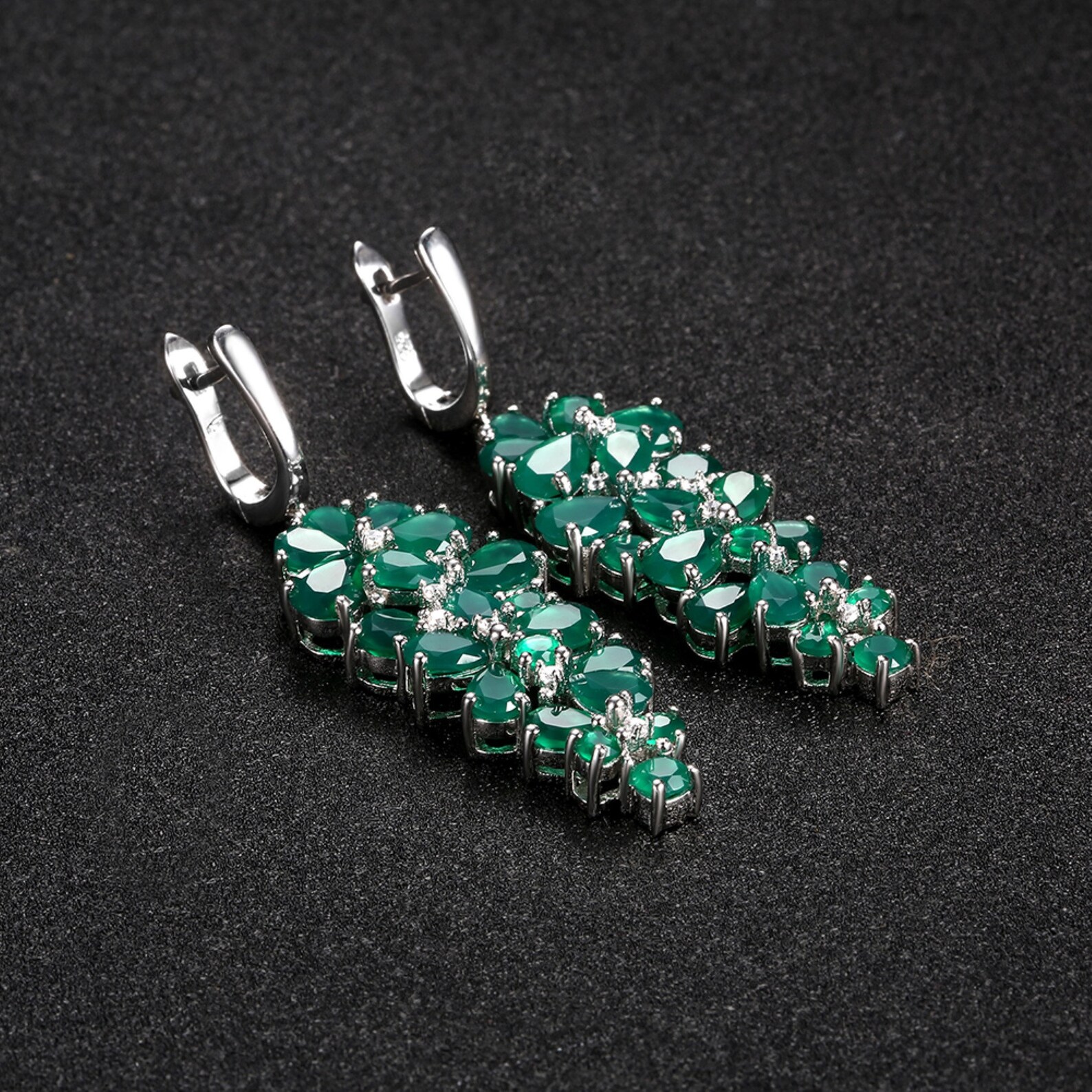 Garnet Flower Earrings Floral Agate Clip on Drop Earrings | Etsy