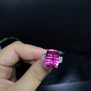 Firework Cut 8ct Pink Topaz Solitaire Engagement Ring 925 - Etsy